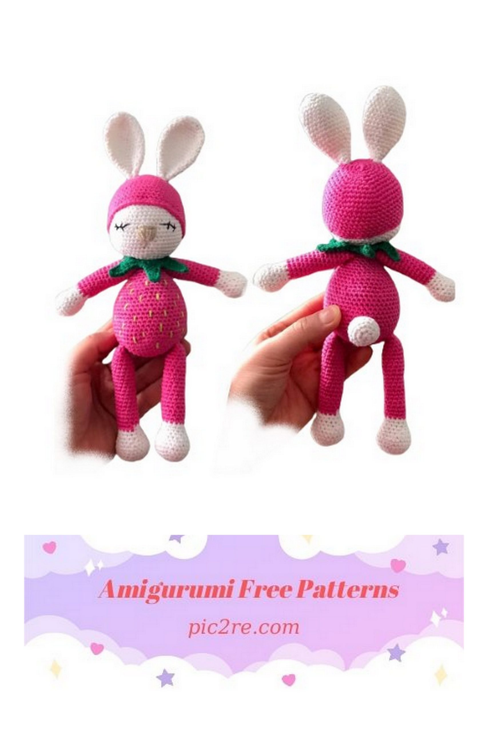 Amigurumi Sleeping Strawberry Bunny Pattern Amigurumi Bunny