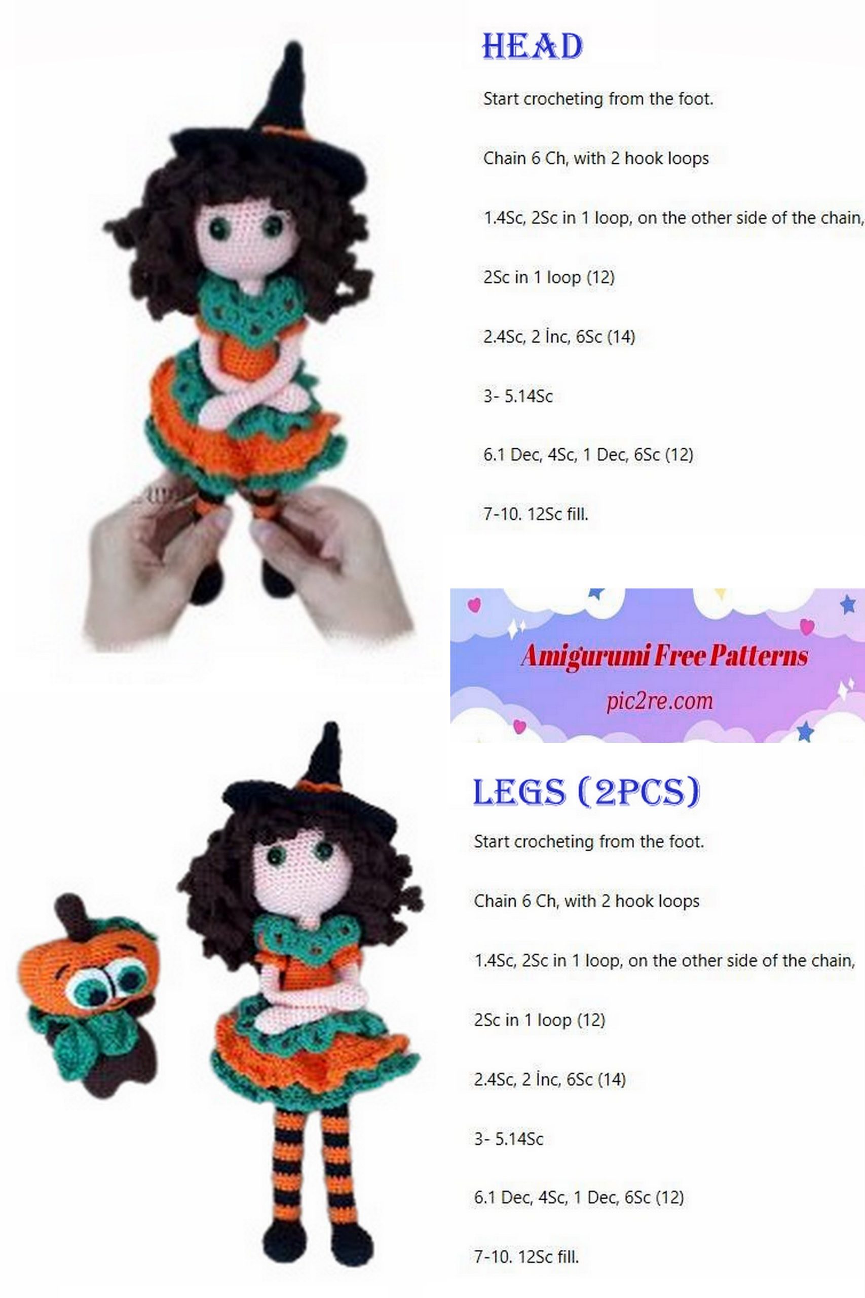 Amigurumi Pumpkin Witch Doll Pattern - Amigurumi Patterns