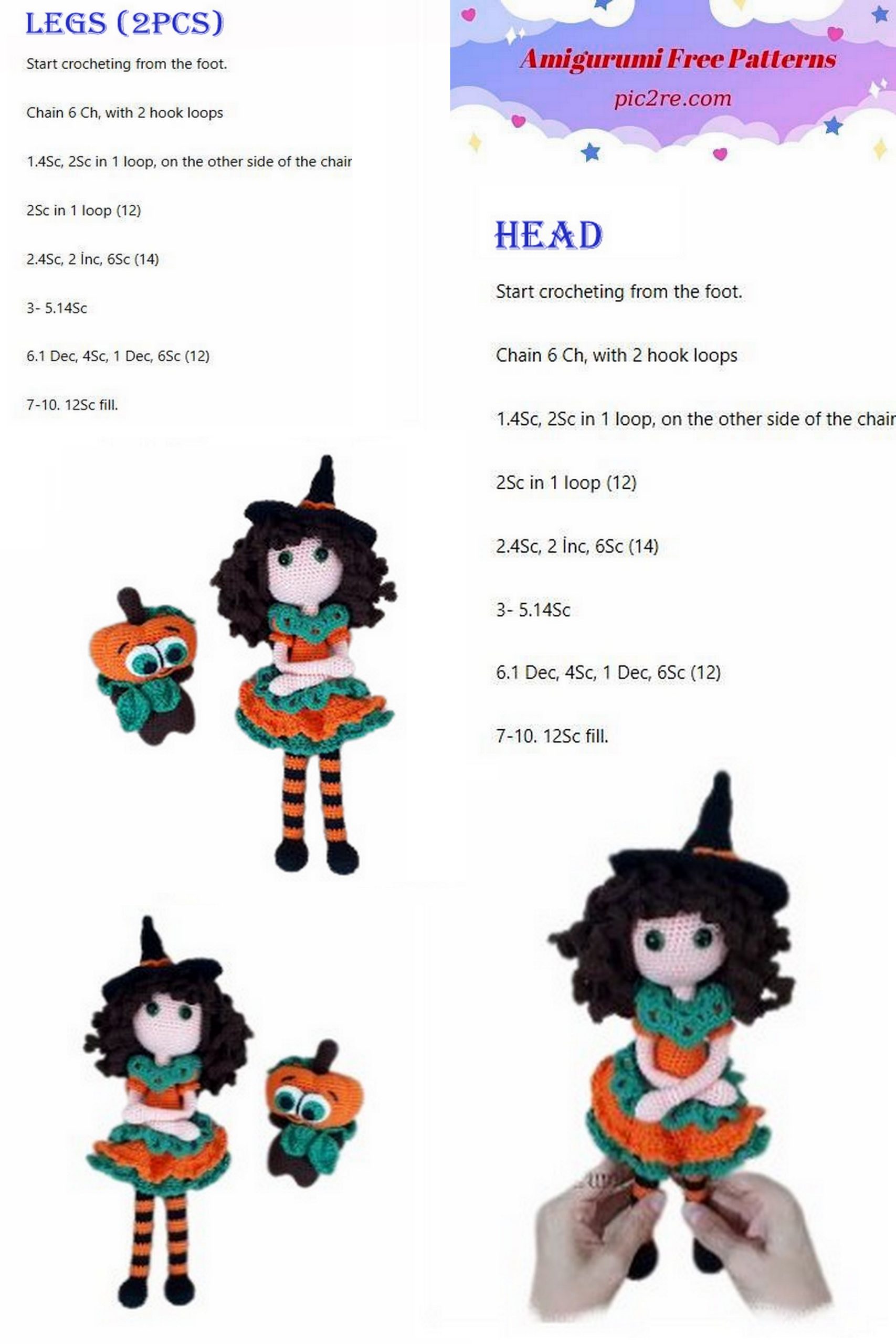 Amigurumi Pumpkin Witch Doll Pattern - Amigurumi Patterns