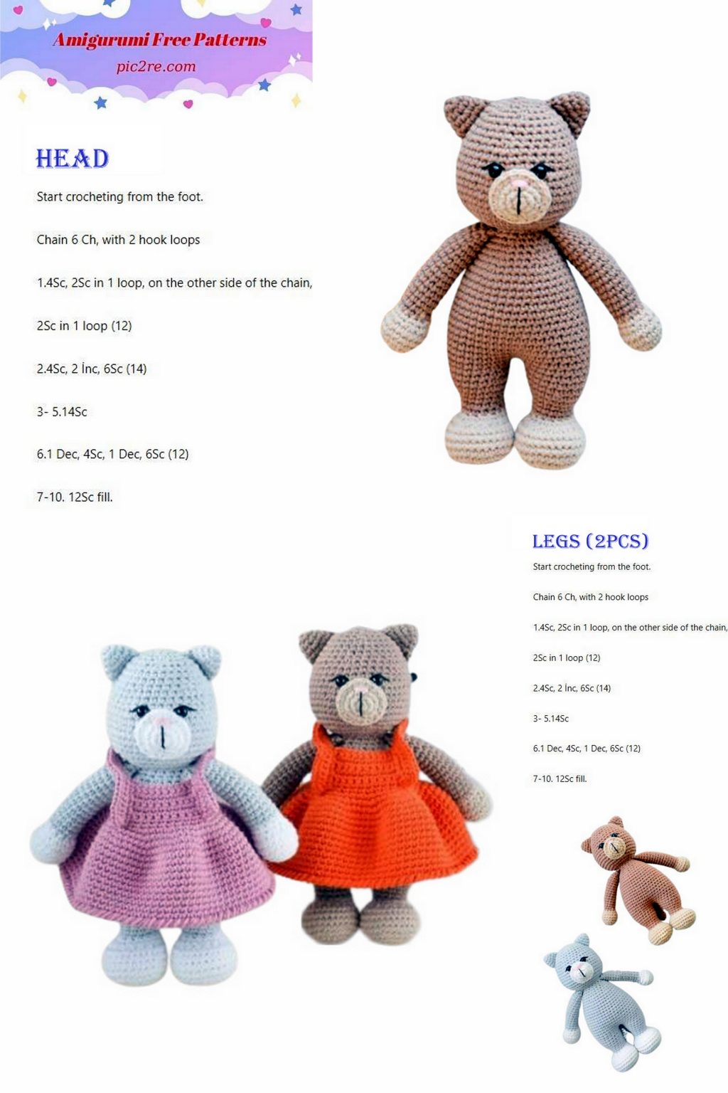 Amigurumi Gracie the Kitty Crochet Free Pattern - Amigurumi Patterns