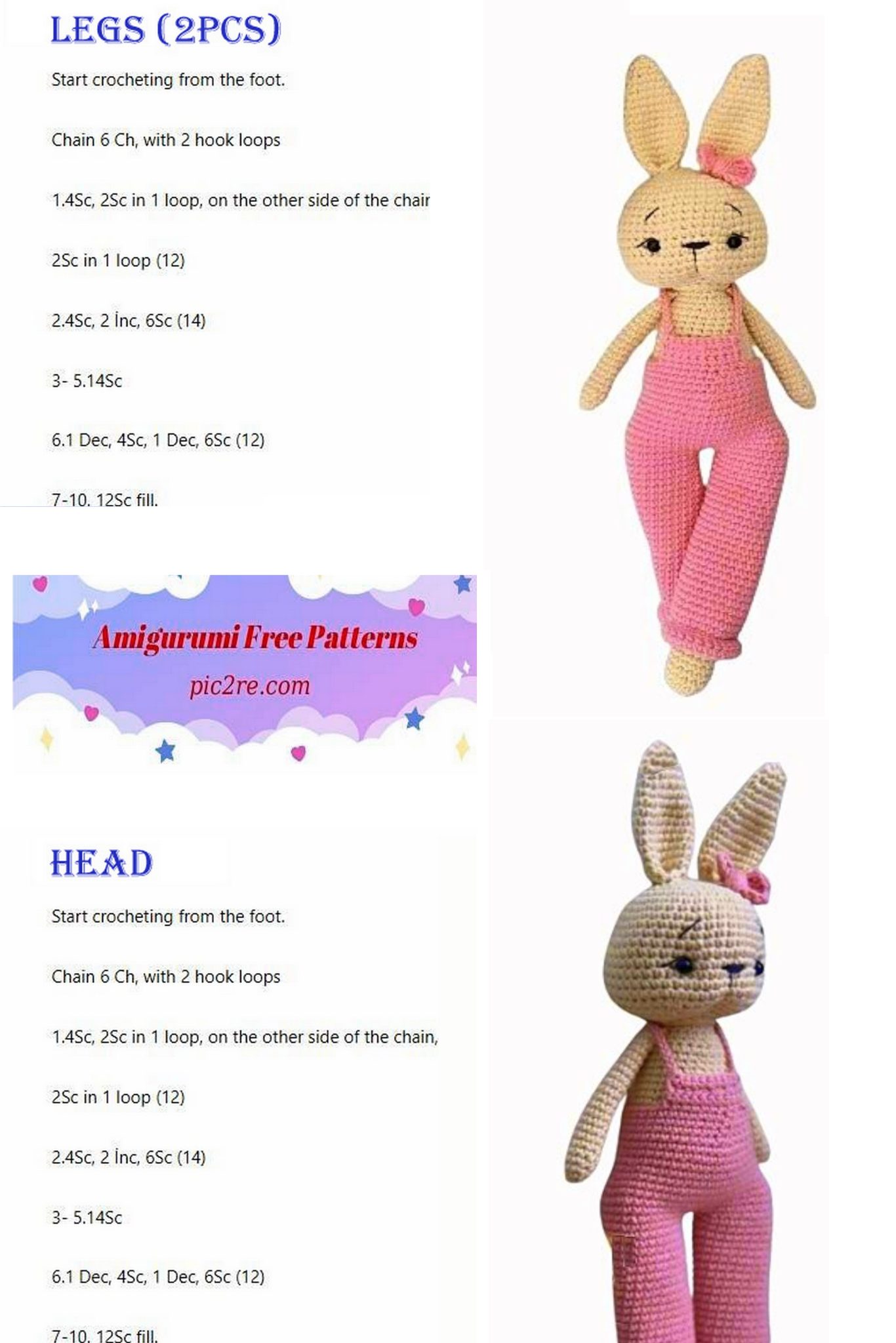 Free Rabbit in overalls Amigurumi Pattern - Amigurumi Patterns